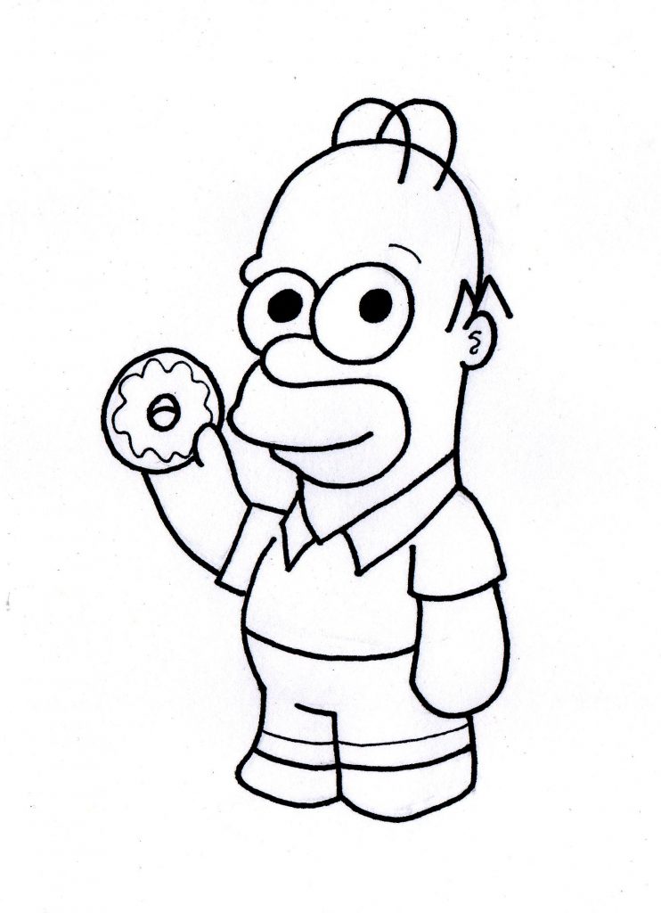 homero-simpson-kawaii-para-colorear - Dibujando con Vani