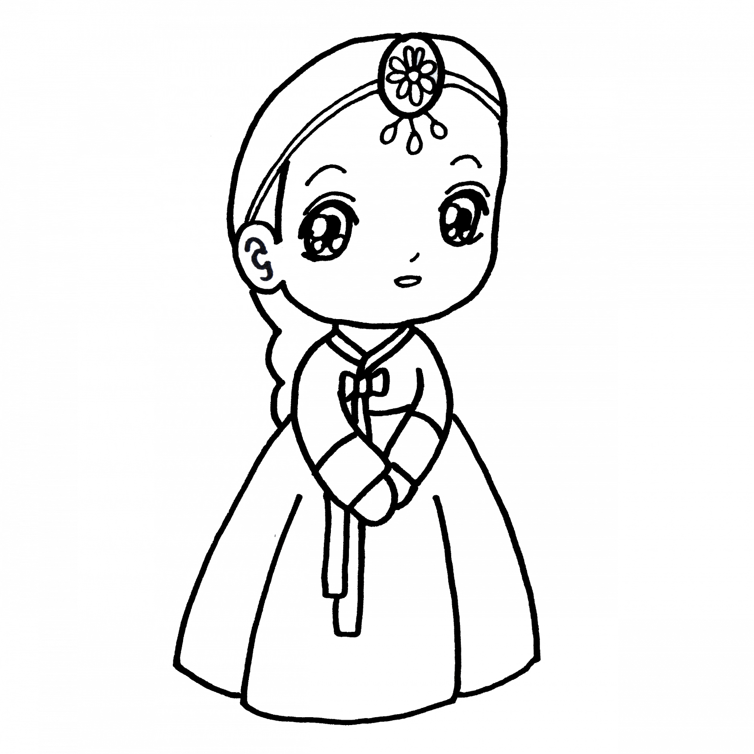 coreana-colorear.png - Dibujando con Vani