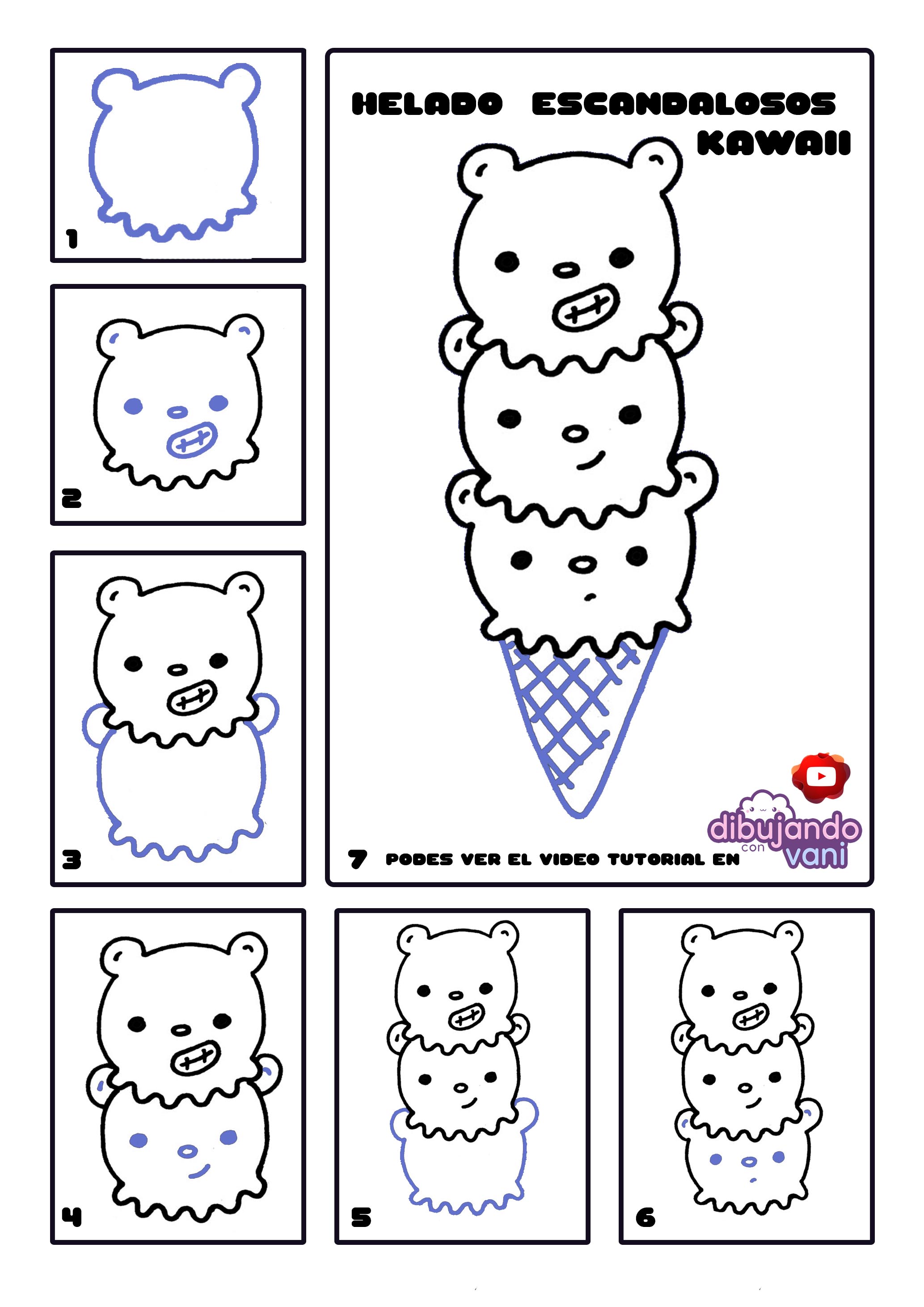 como dibujar helado de escandalosos paso a paso - Dibujando con Vani