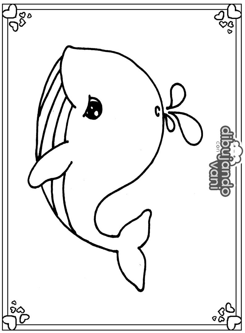 Dibujo de una ballena para imprimir y colorear - Dibujando con Vani