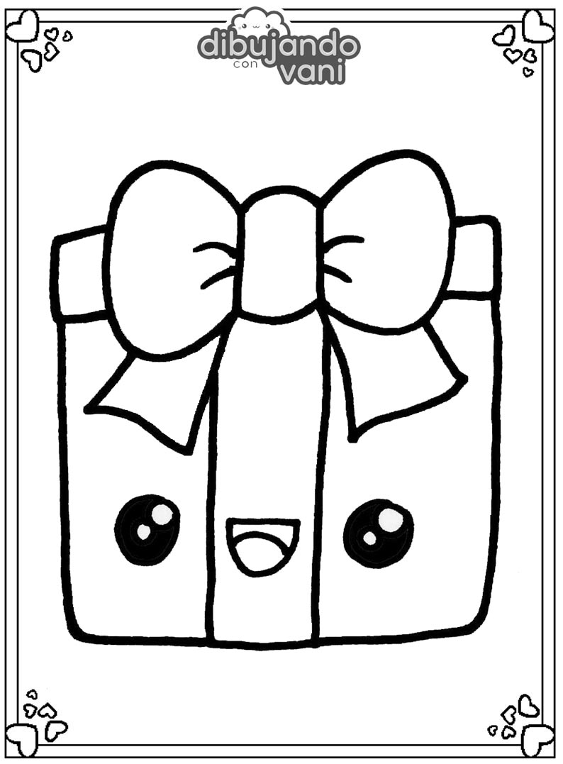 Dibujo de un regalo para imprimir y colorear - Dibujando con Vani