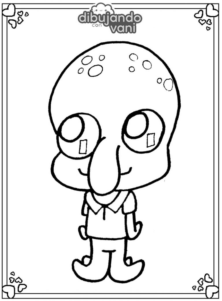 Dibujo de Calamardo para imprimir y colorear - Dibujando con Vani