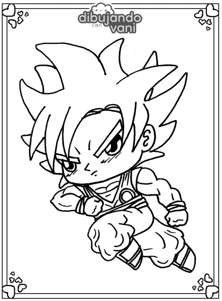 Dibujo de Goku chibi para imprimir y colorear - Dibujando con Vani