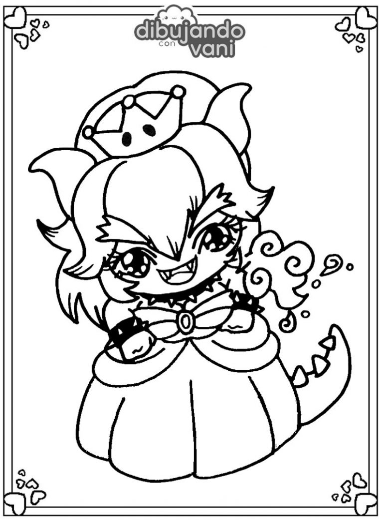 Dibujo de Bowsette para imprimir y colorear - Dibujando con Vani